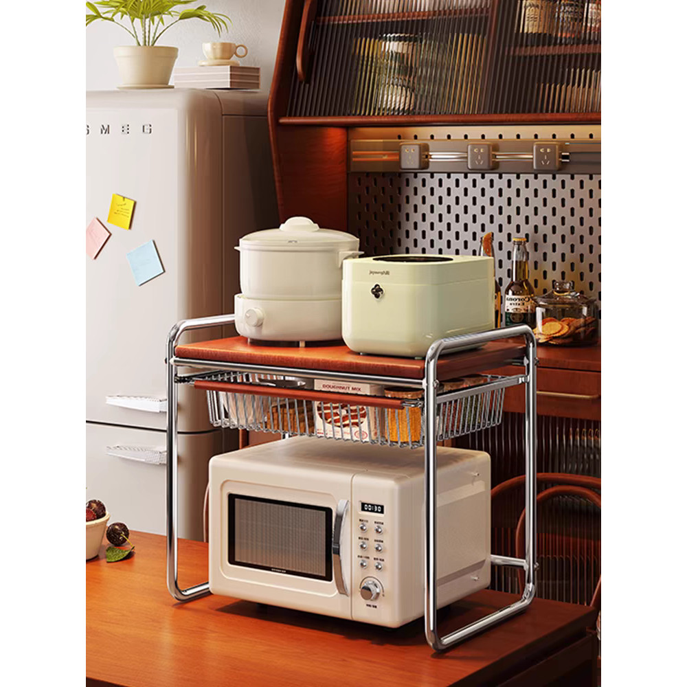 Rak Ketuhar Mikro Gaya Vintaj Dapur Rak Penyimpanan Pelbagai Fungsi ...