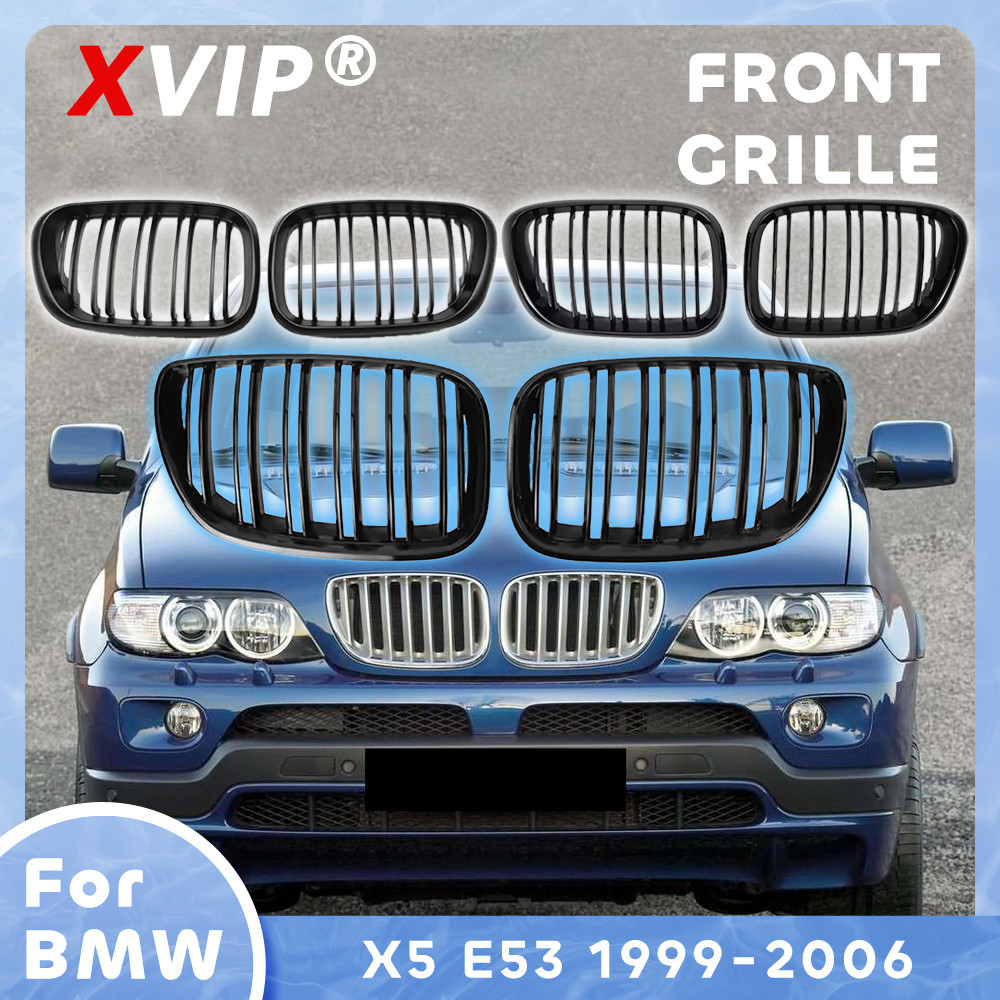 XVIP Front Bumper Grille For BMW X5 E53 1999-2006 4D LCI Double Line ...