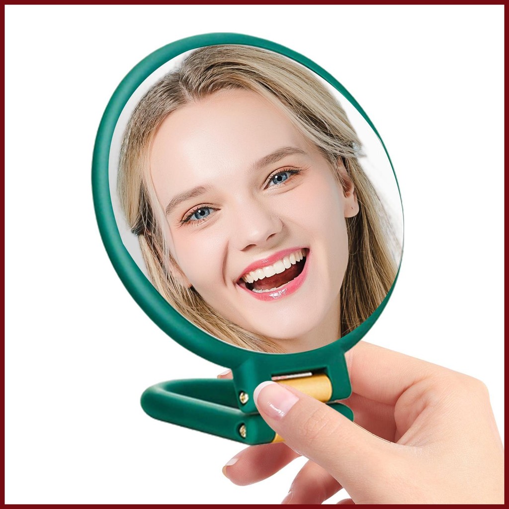Personal Makeup Mirrors Foldable Round Double Side Tabletop Mirror with ...
