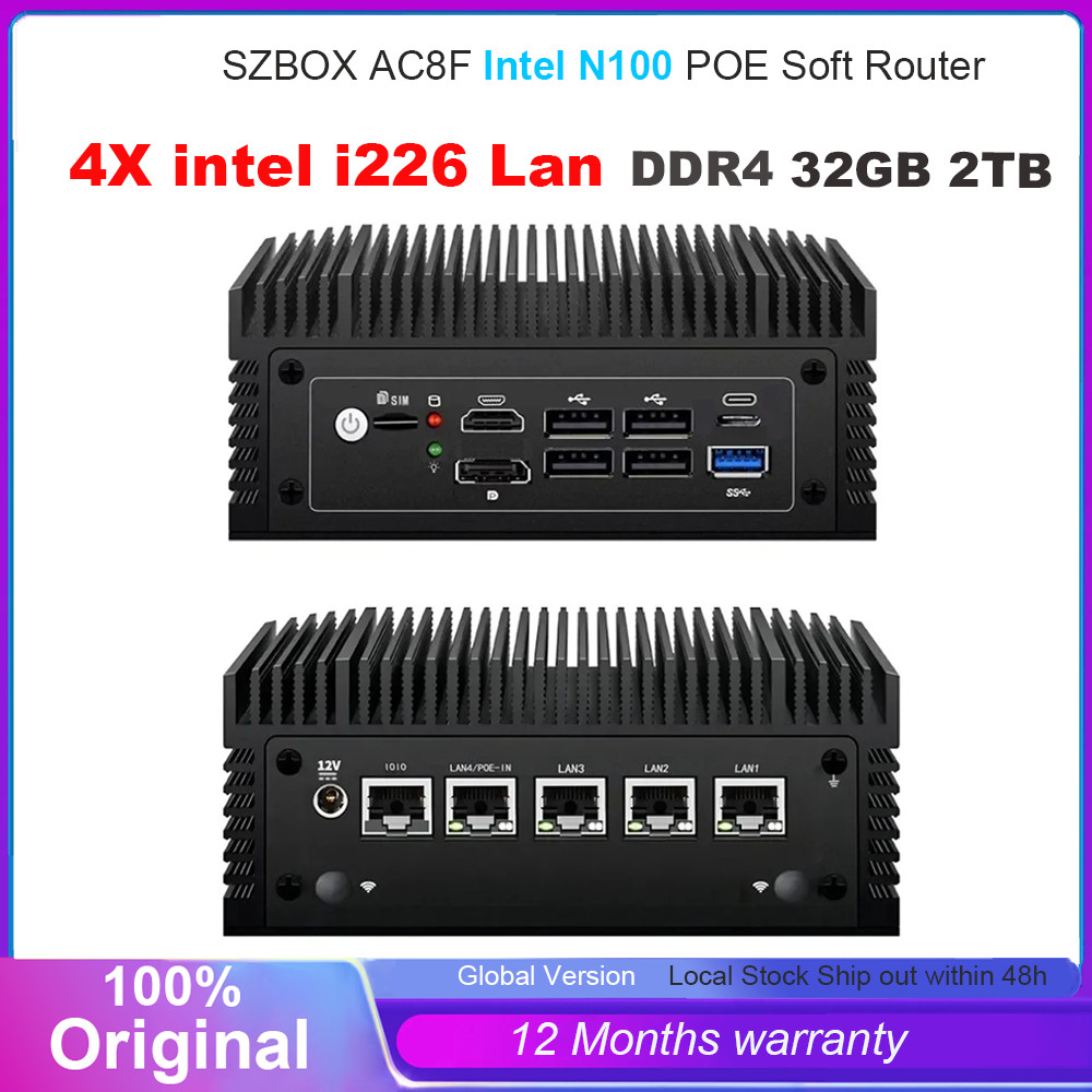 SZBOX AC8F Intel N100 POE Soft Routing 4X intel i226 Lan Industrial ...