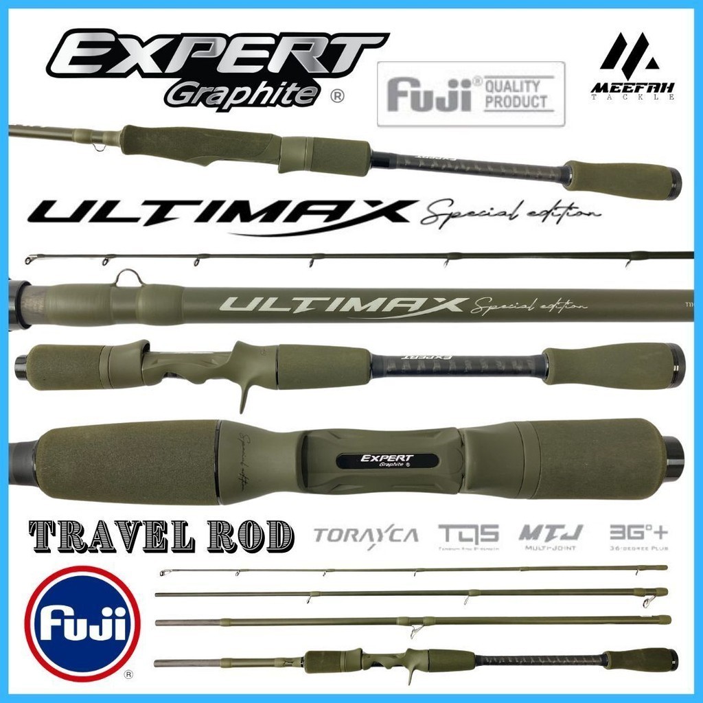 EXPERT GRAPHITE ULTIMAX ROD TRAVEL ROD Fishing Spinning Baitcasting BC ...