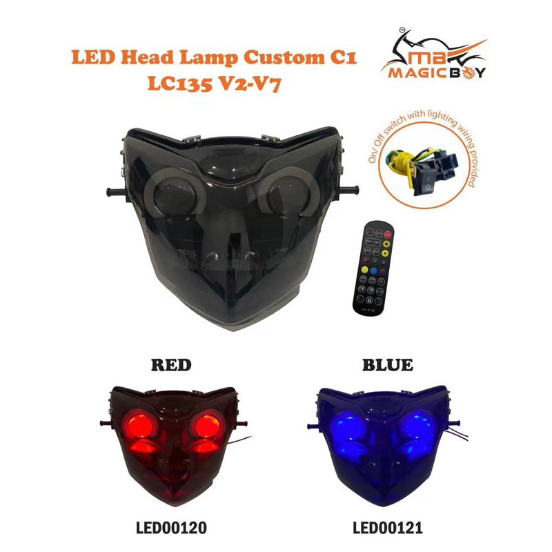 LC135 V2 V3 V4 V5 V6 V7 LED HEAD LAMP C1 CUSTOM WITH PROJECTOR EAGLE EYE APP BLUETOOTH REMOTE ...