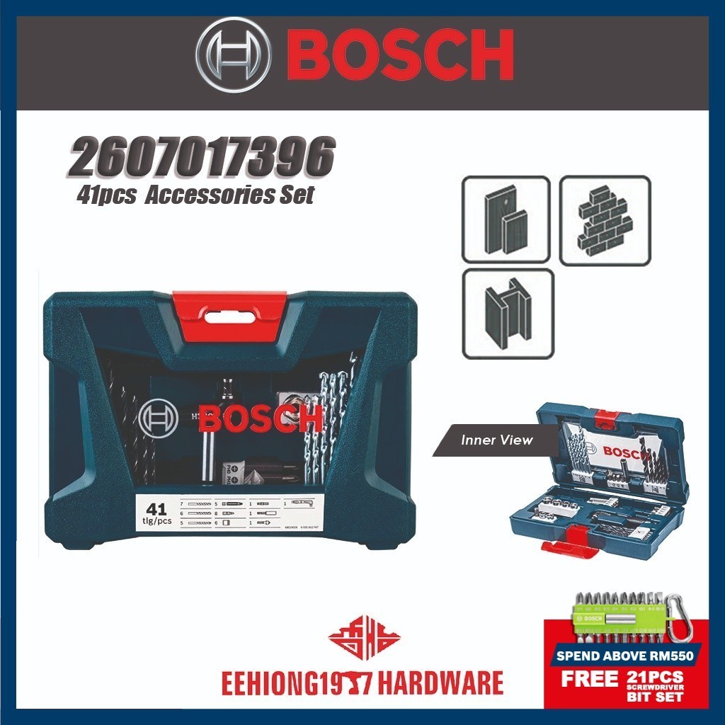 Bosch 41pcs V Line Wood Metal Masonry Drill Bit Screwdriver Bit