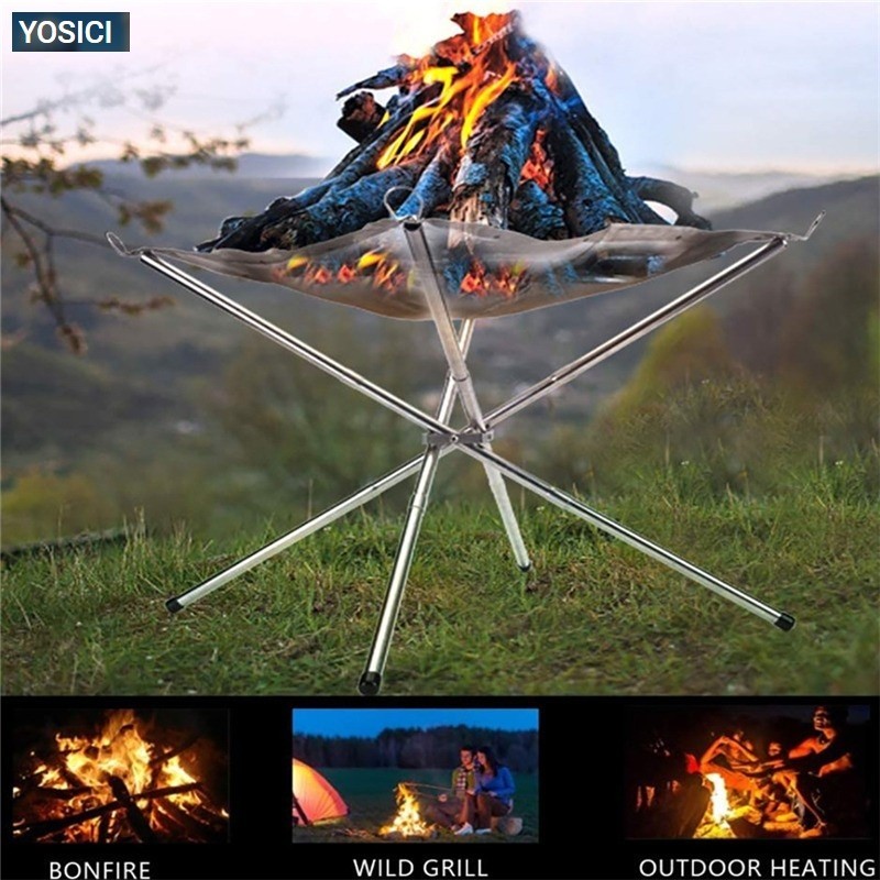 (JMBX)Portable Outdoor Fire Pit Foldable Steel Net Fireproof Frame ...