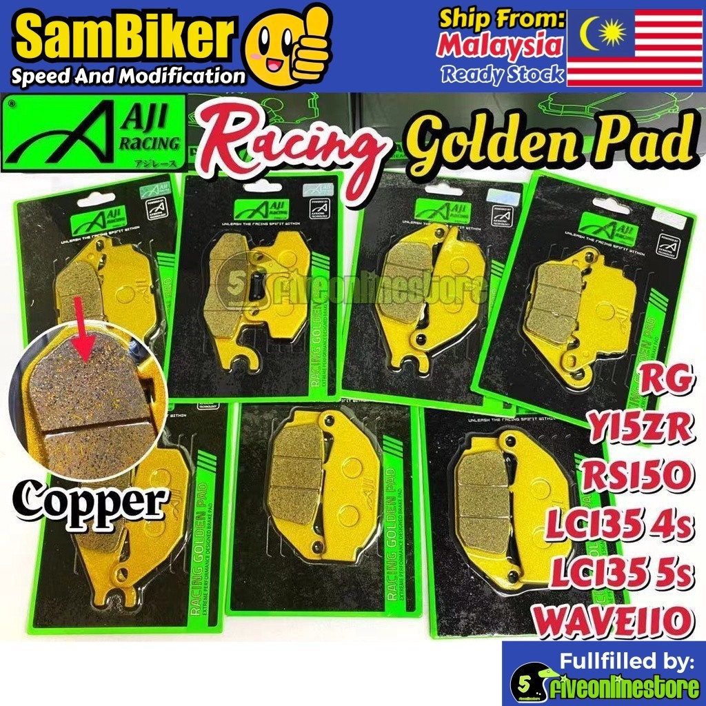 AJI Racing Golden Disc Brake Pad Copper LC135 Y15ZR Y16 RS150 NVX ...