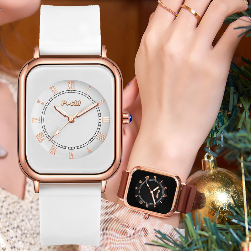 Original POSHI Womens Fashion Watches Women's Ins Style Silicone Strap ...