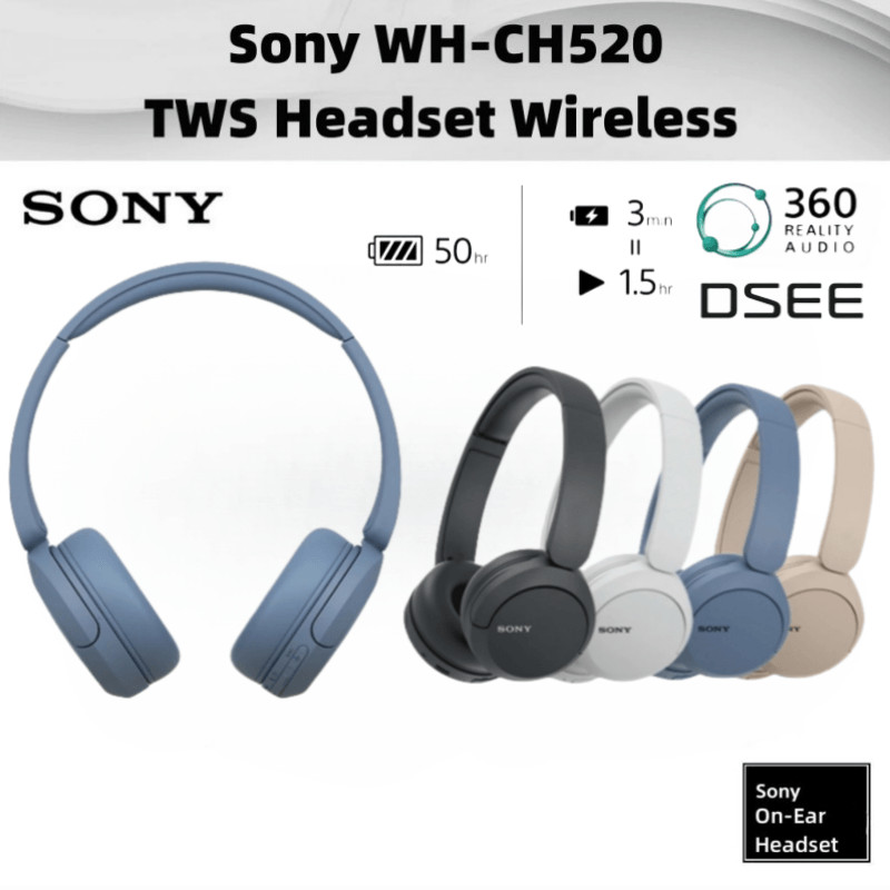 360 Degree Surround Music Headset Sony WH-CH520 TWS Wireless Bluetooth ...