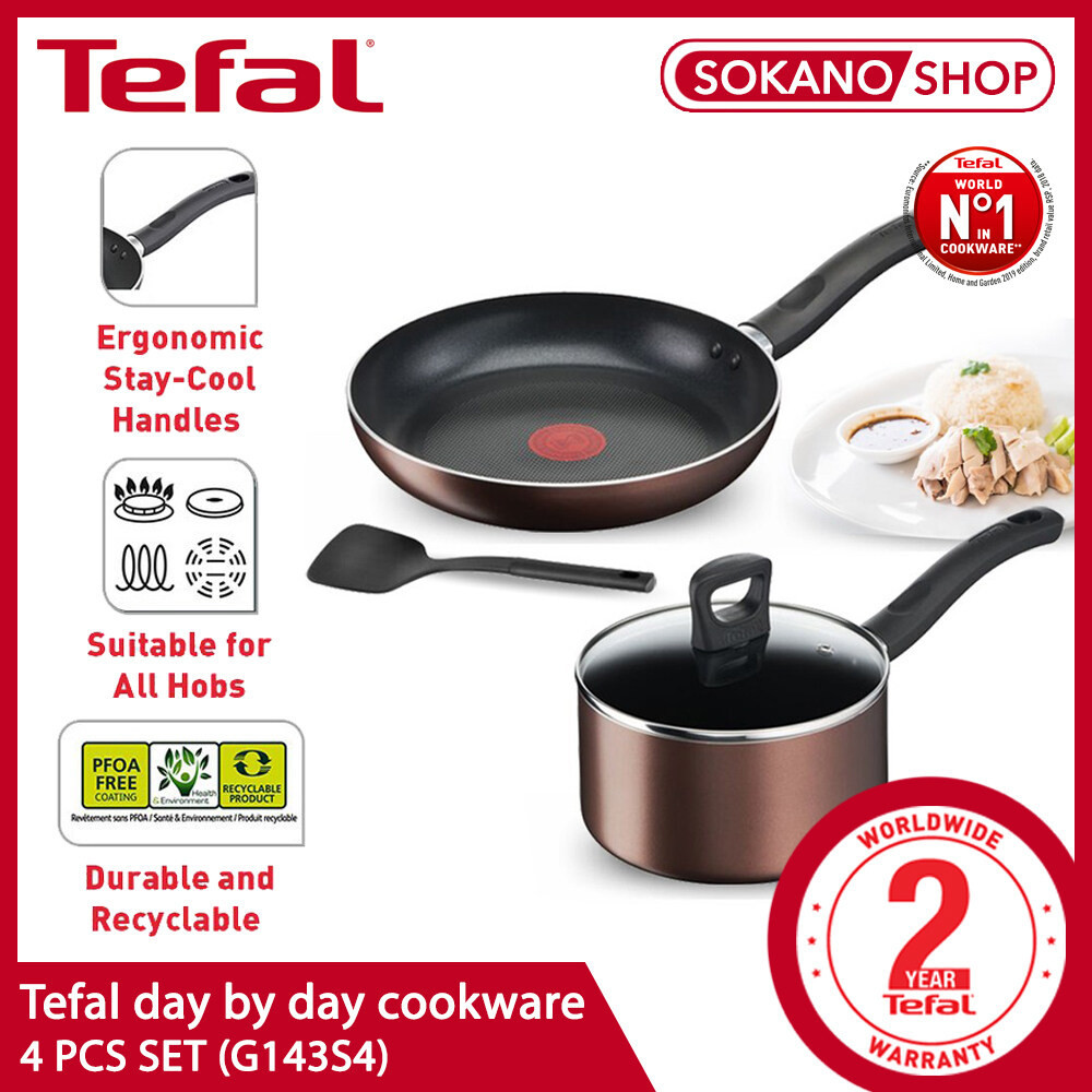 Tefal Day By Day 4 Pcs Cookware Set G143S4 (FP + SCP + Small Spatula ...