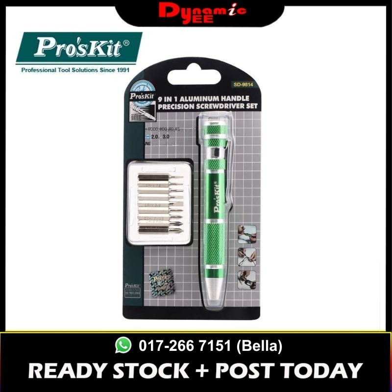 PRO'SKIT 9 in 1 Aluminum Handle Precision Screwdriver Set SD-9814 ...
