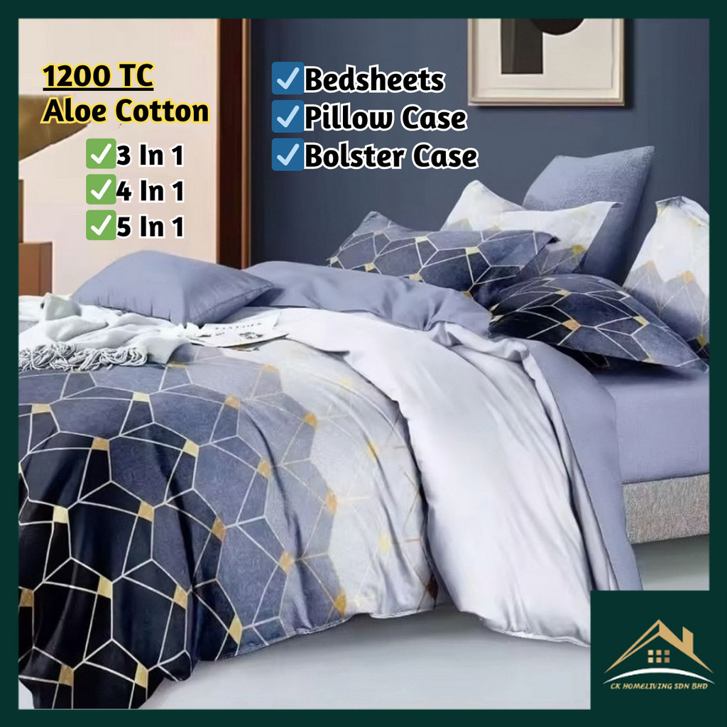 1200Tc【King Queen Super Single】3in1/4in1 Aloe Cotton Bedsheets ...