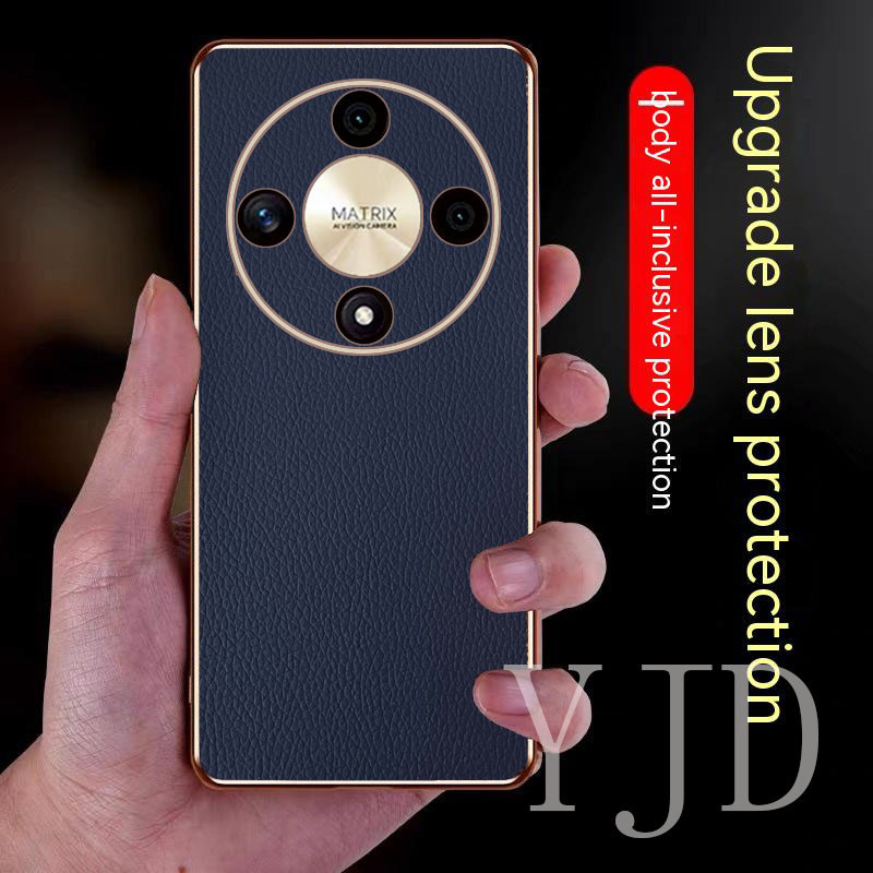 Case For Honor X9b Solid Color Leather Ultrathin Electroplated TPU Edge ...