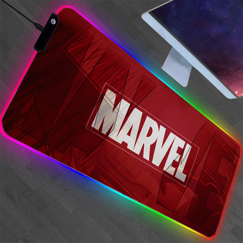 Marvel Superhero Iron Man RGB Pc Gamer Keyboard Mouse Pad Mouse Pad LED ...