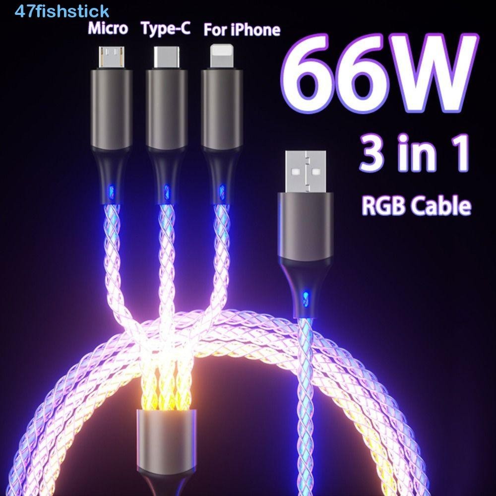 FISHSTICK RGB Fast Charging Cable, Fast Charging 66W 6A RGB Streamer ...
