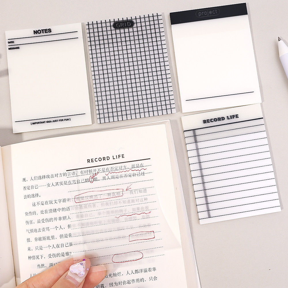 Transparent Waterproof Sticky Notes - 50 Sheets/Pcs Grid Message Memo ...