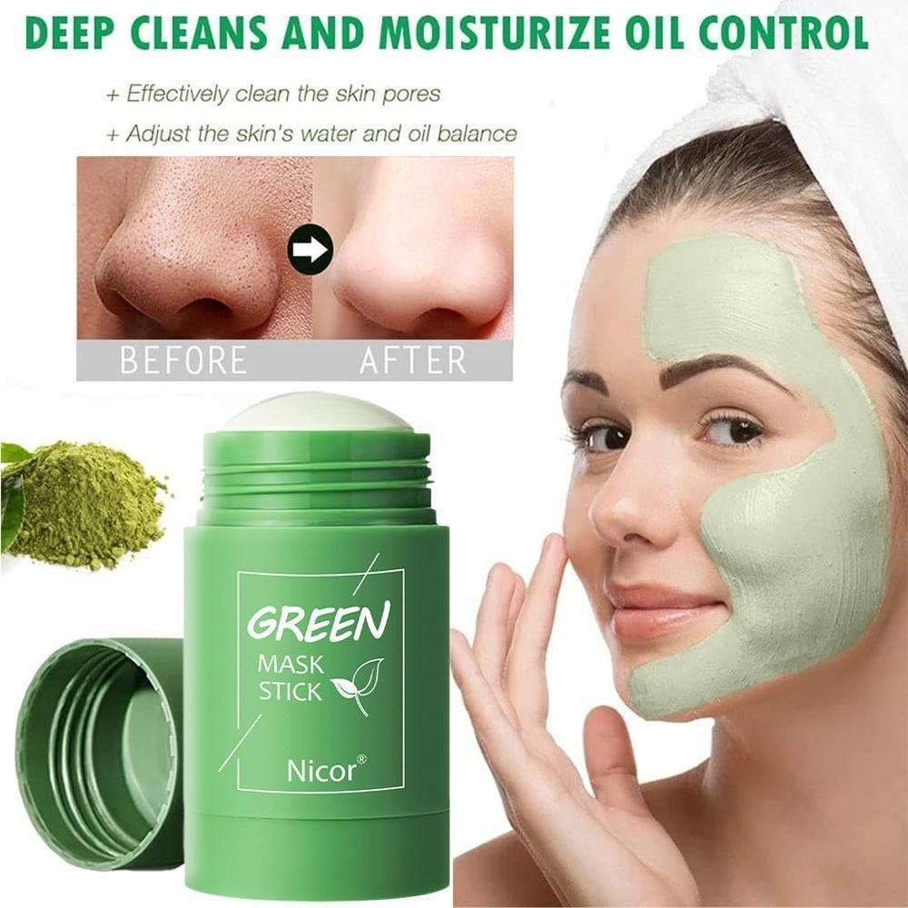 Green Tea Mask stick remove blackheads delicate pore mask balance oil ...