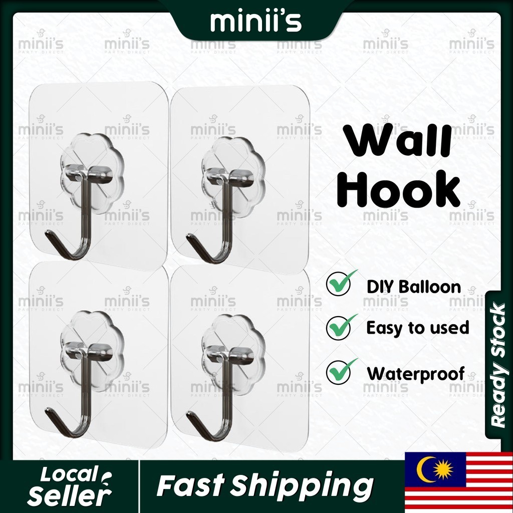 MINIIS Wall Hook Wall No Drill Adhesive Hook Heavy Duty Hook Holder ...
