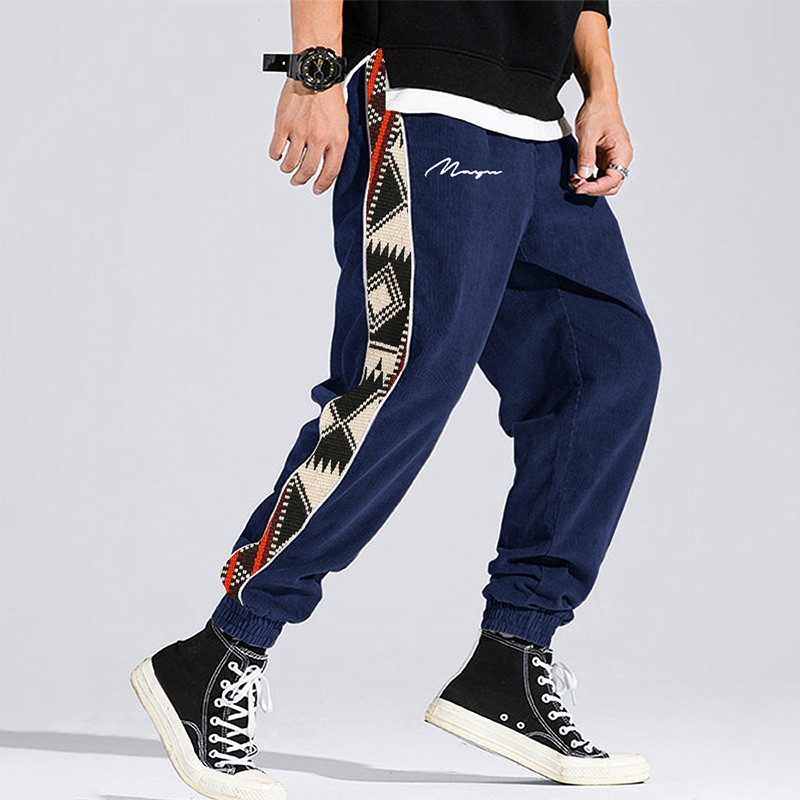 MR Men's Side Tribal Print Sketches Letter Ankle Length Elastic Waist ...