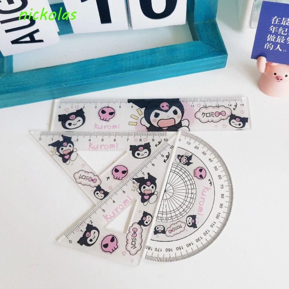 NICKOLAS Straight Triangle Ruler Protractor Set Kawaii Cartoon Office ...