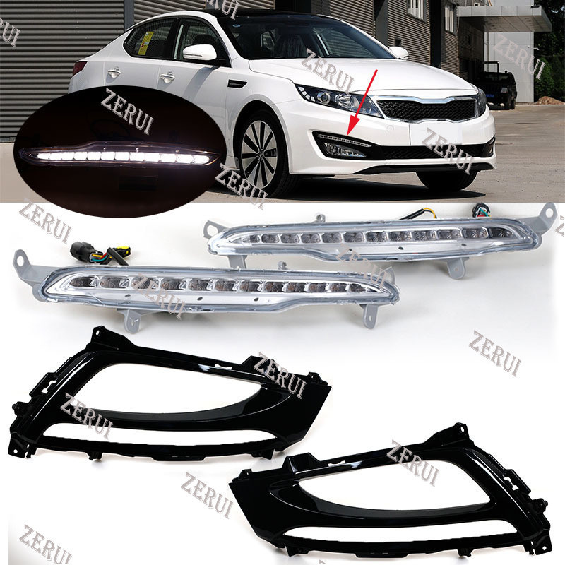 ZR For Car Front Bumper LED DRL Daytime Driving Running Light Fog Light Lamp Frame Cover Shell ...