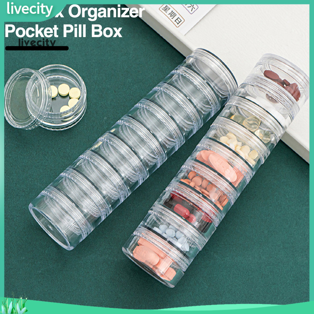 livecity| Travel Pill Box Small Pill Box Stackable 7 Day Pill Organizer ...