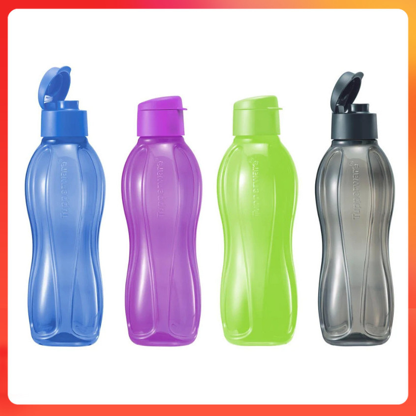 Tupperware 1L Eco Bottle Air Botol Viral Flip Top Screw Cover Blue ...