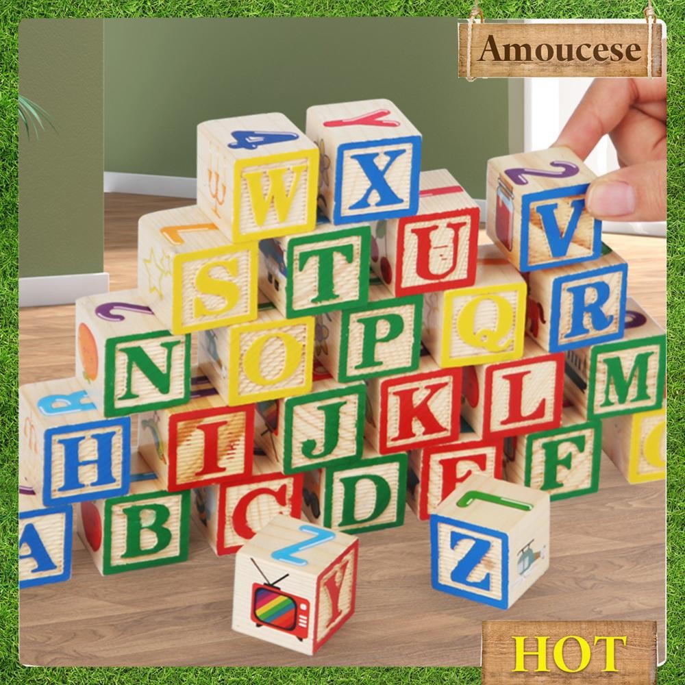 ABC Wooden Building Blocks Alphabet & Number Stacking Blocks for ...