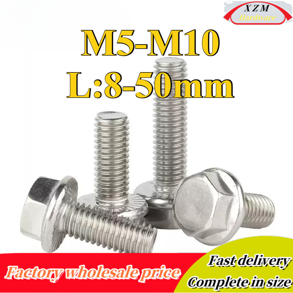 316 Stainless Steel Flange Bolt Anti-Slip Screw M5/M6/M8/M10 * L8-50mm (XZM-DM) (Y19) (x19 ...