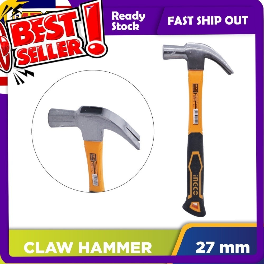 Tukul Paku, Penukul INGCO Claw Hammer With Fibreglass Handle 27mm ...