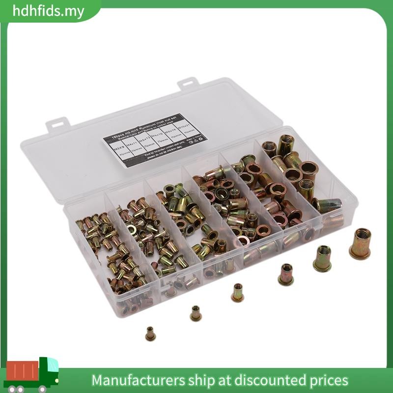 [in stock]150Pcs/Set Nutserts Rivet Nuts Flat Head Flange Rivnuts Zinc ...