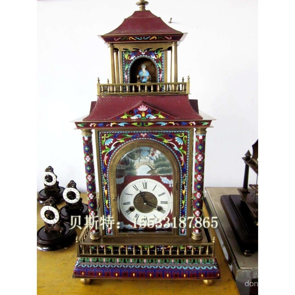 Clock Cloisonne Pure Copper Mechanical Monk Clock Desk Clock Antique ...