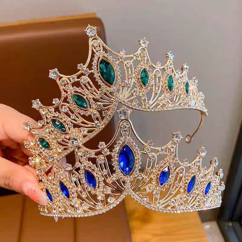 High-end Headband retro black Baroque crown crystal crown princess High ...