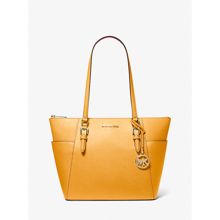 MK Charlotte Large Saffiano L Top-Zip Tote Bag in Golden Rod ...