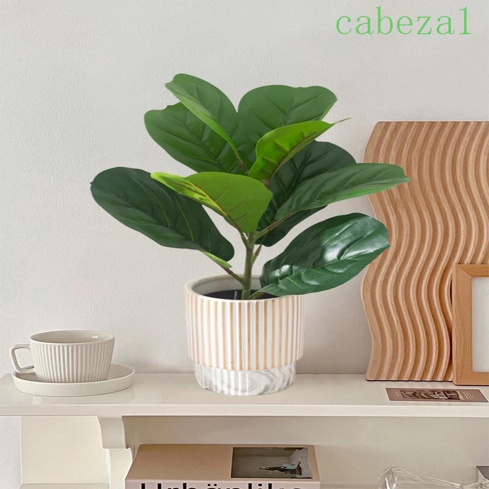 CABEZA Fake Ficus Tree, Plastic Real Touch Artificial Fiddle Leaves Fig ...