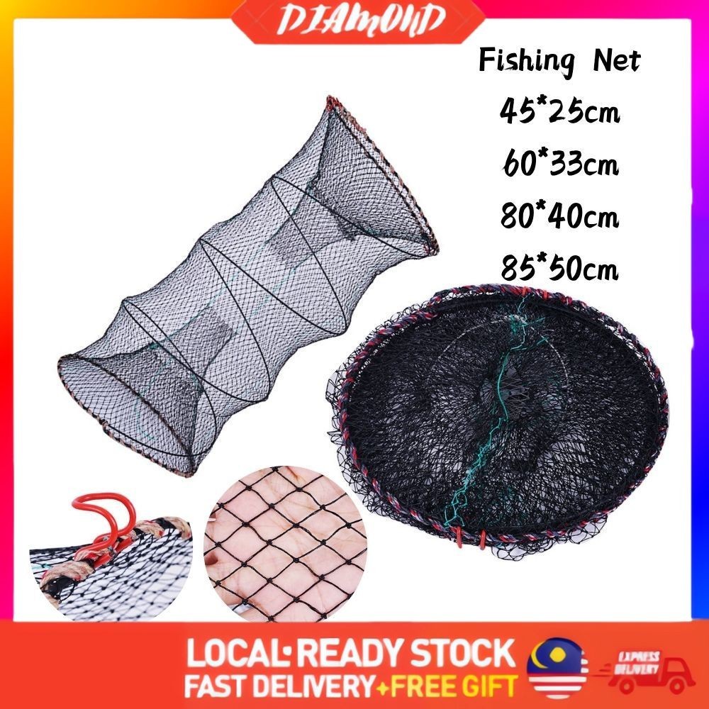 DIAMOND Bubu Ikan Panjang Jaring Pukat Warna Hitam 2 Lubang Bubu Ikan ...
