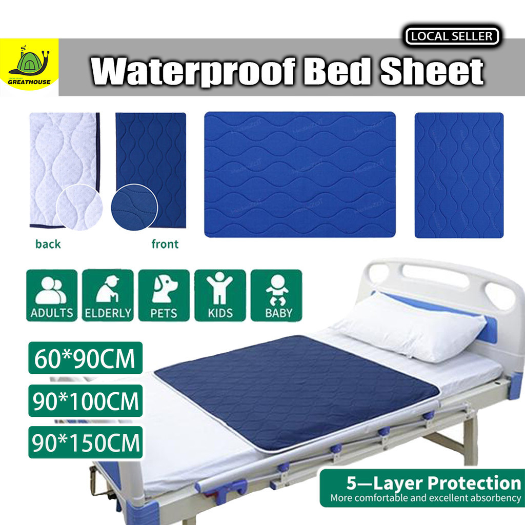 5-Layer Thicken Waterproof Bed Sheet Mattress Protector Incontinence ...