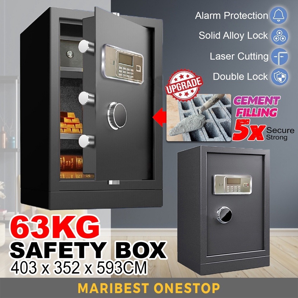 63KG Alarm Digital Safety Box Safe Box Money Box Burglar Safe Box Metal Security Box Home Peti ...