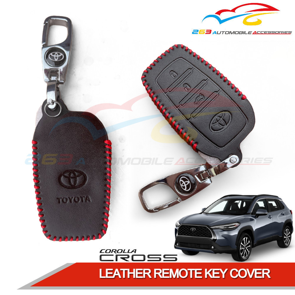 TOYOTA COROLLA CROSS 2022-2023 LEATHER KEY COVER CASING (BLACK & RED ...