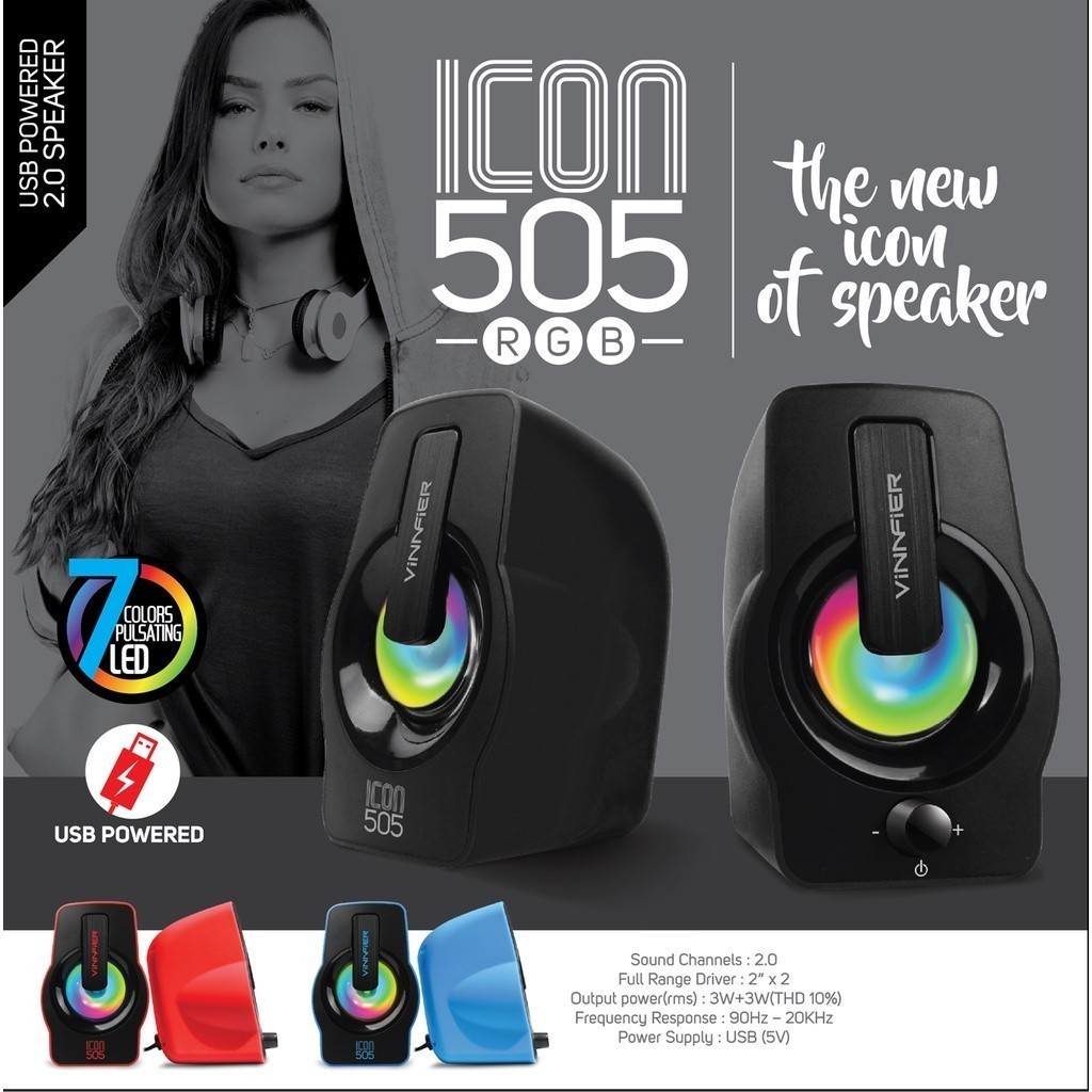 Vinnfier Icon 505 RGB Menaik Taraf Bunyi PC Laptop USB Portable Speaker ...