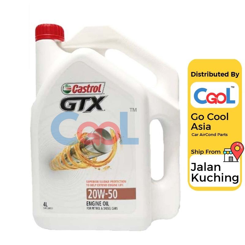 CASTROL GTX 20W50 ENGINE OIL 4 LITER ORIGINAL ( LONGLIFE/SMOOTH/QUIET) | Shopee Malaysia