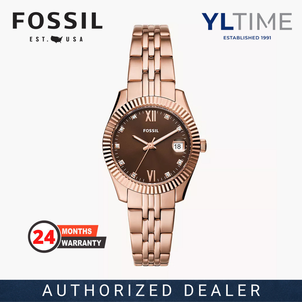 Fossil Lady ES5324 Scarlette Three-Hand Date Rose Gold-Tone Stainless ...