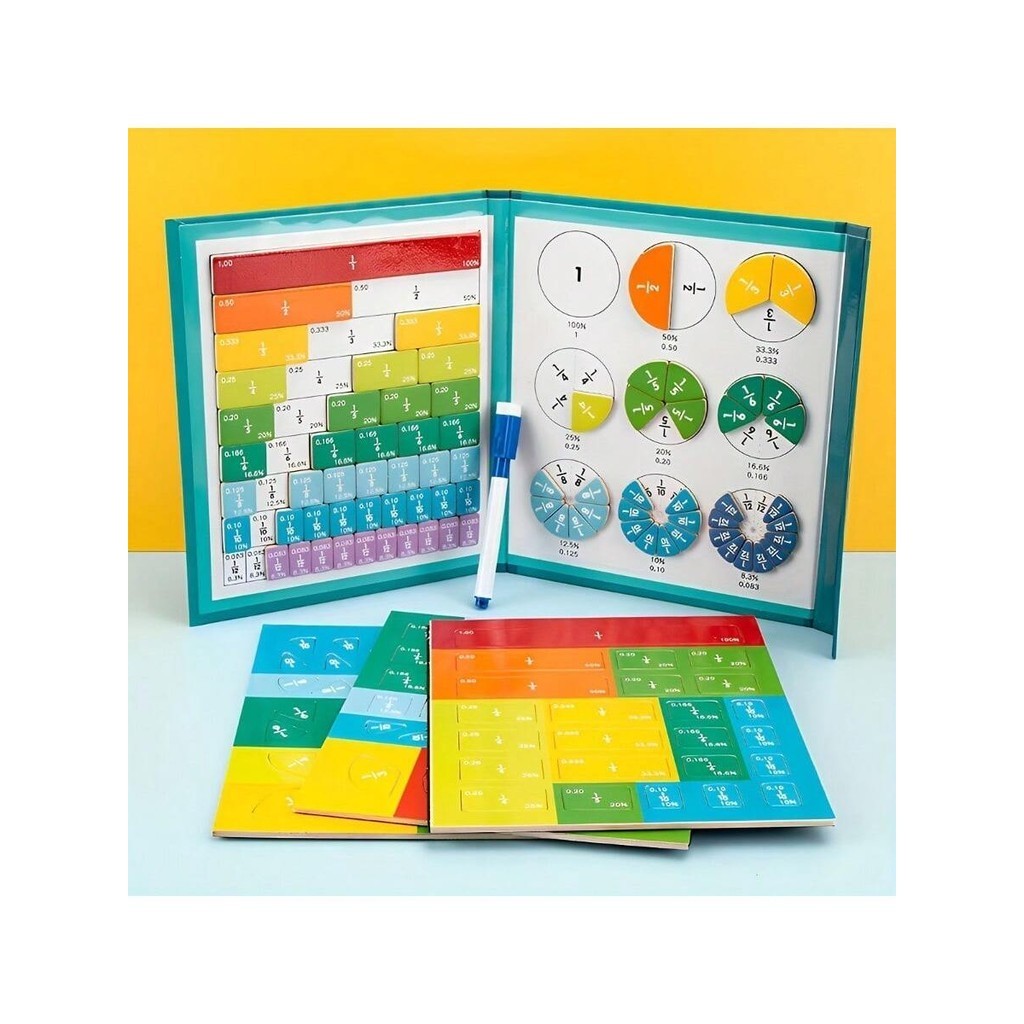 Magnetic Fraction Tiles and Fraction Circles Set with Pen Board Math ...