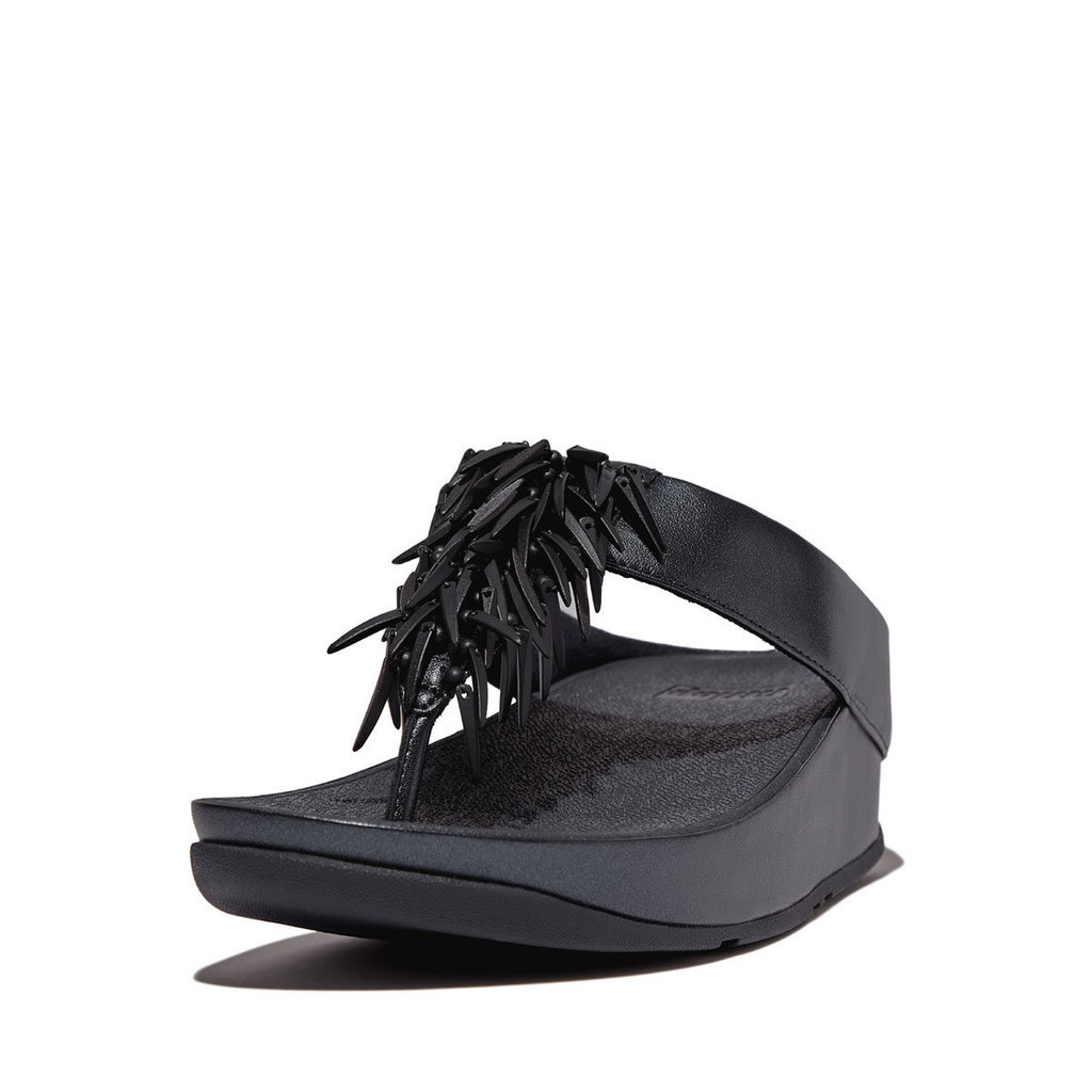 FitFlop RUMBA Beaded Metallic Toe-Post Sandals - Metallic Navy (HI7-593 ...