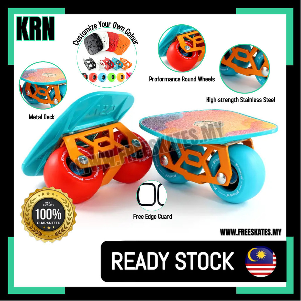 (KRN) Freeskates Metal Deck Round Wheels Drift Board Freeline Skates ...