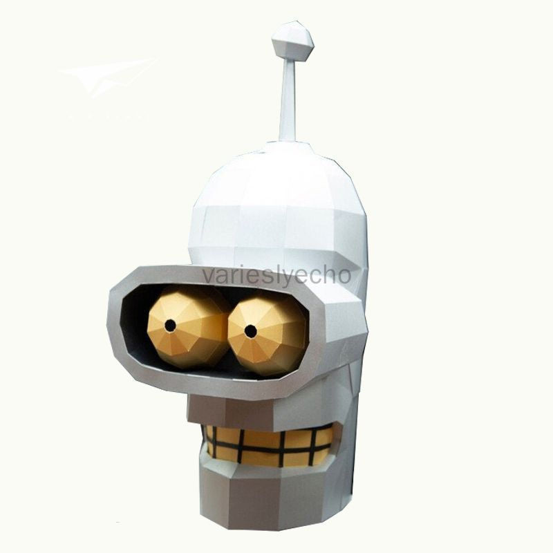 Bender Bending Rodriguez Head Mask, Pre Cut 3D Paper Mask Futurama for ...