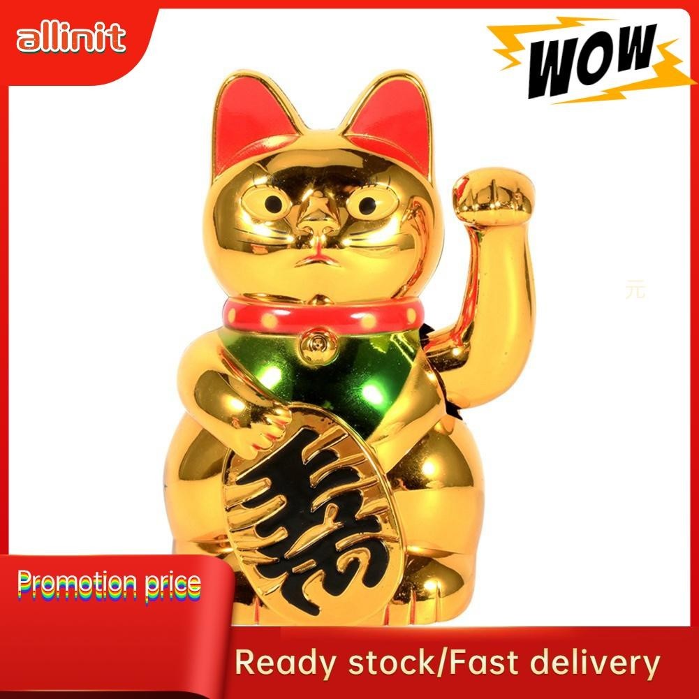 Allinit Gold Feng Shui Lucky Cats Beckoning Waving Wealth Cat Maneki Neko | Shopee Malaysia
