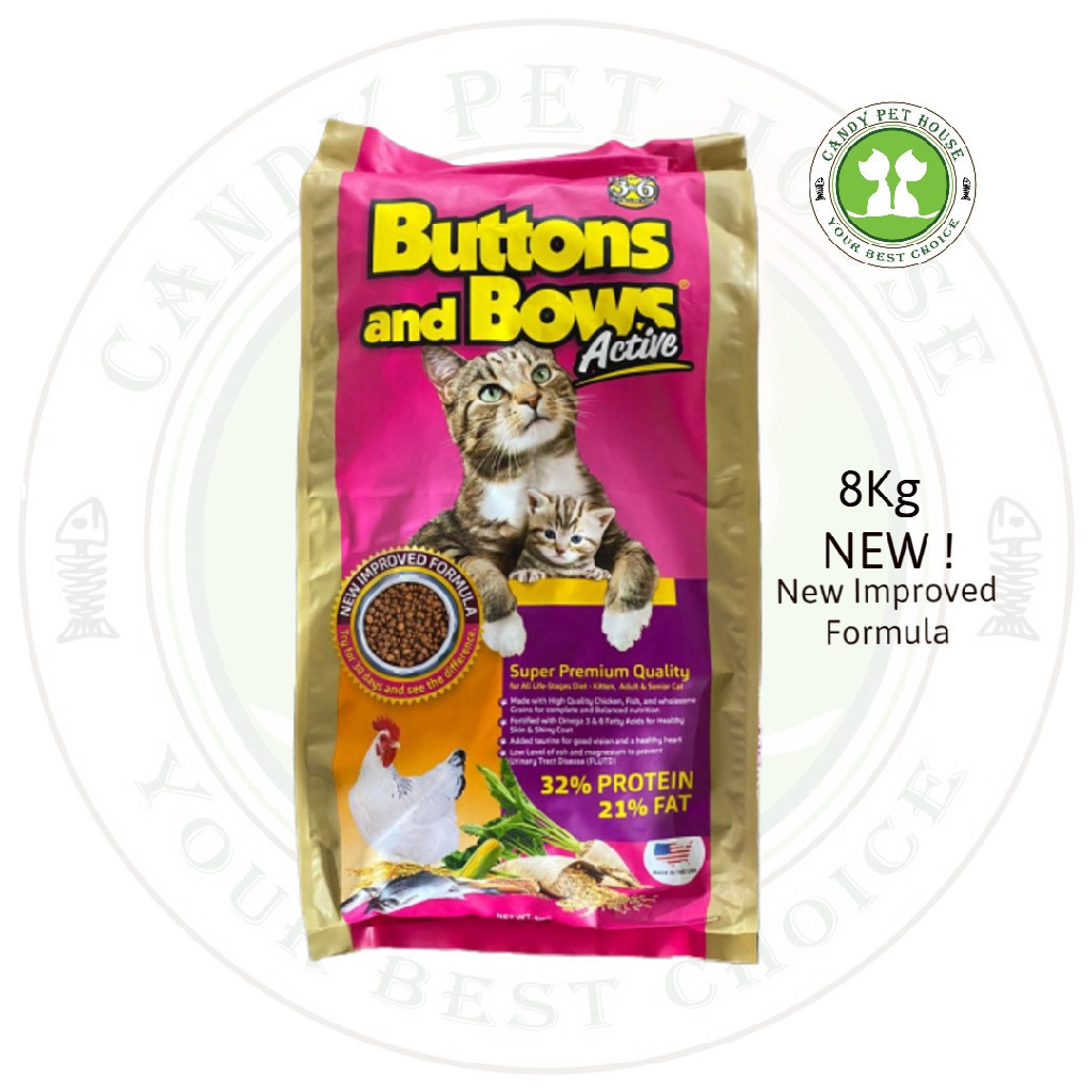 Buttons And Bows ACTIVE Super Premium Cat Food 8kg (small) | Shopee ...