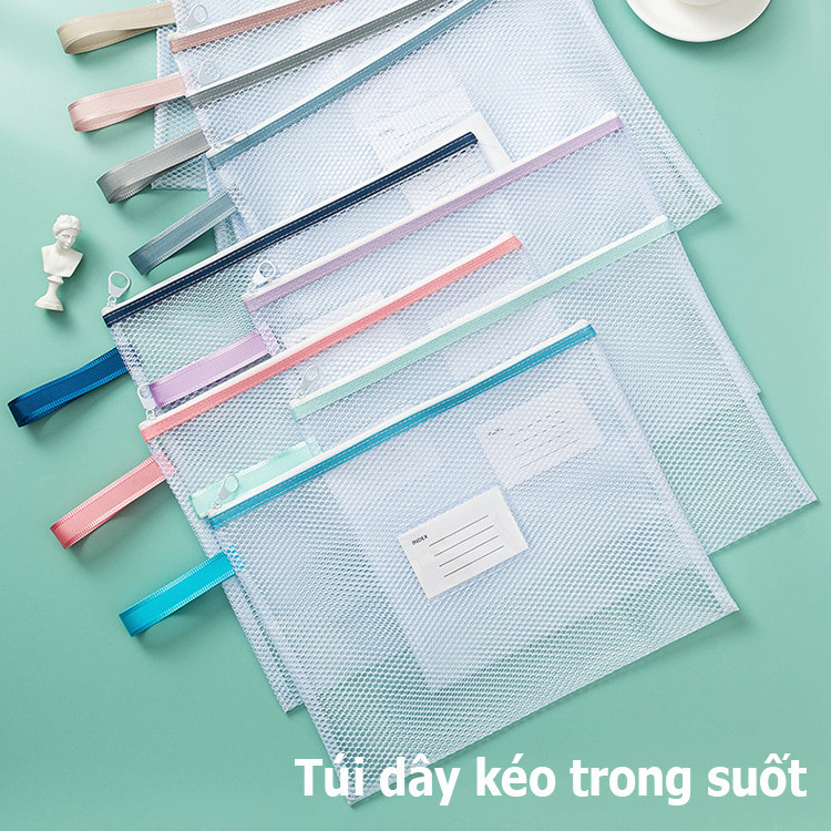 Transparent nylon mesh file bag, textbook bag for students to classify ...