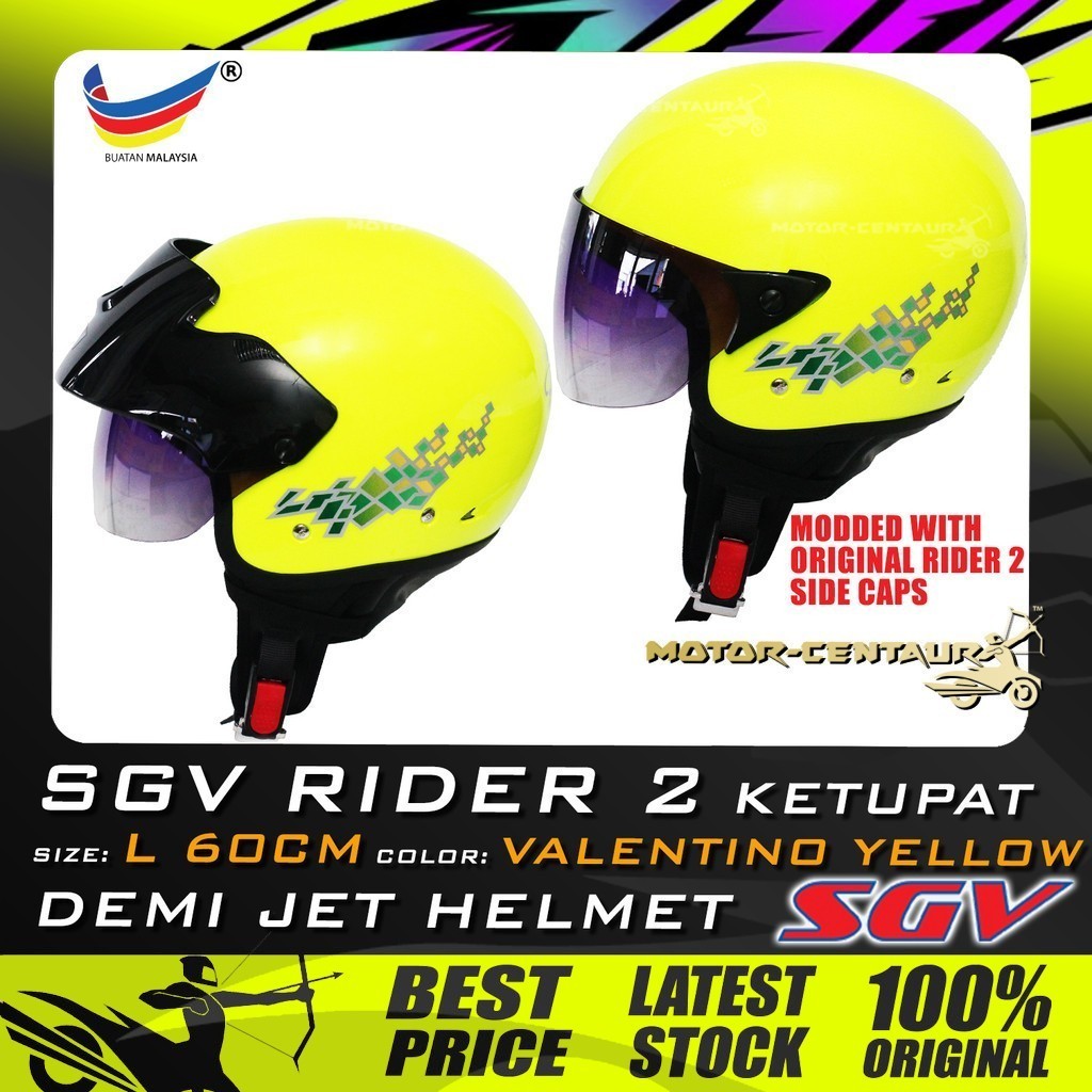 TOPI KELEDAR SGV HELMET RIDER 2 II KETUPAT RAYA EDITION VALENTINO NEON ...