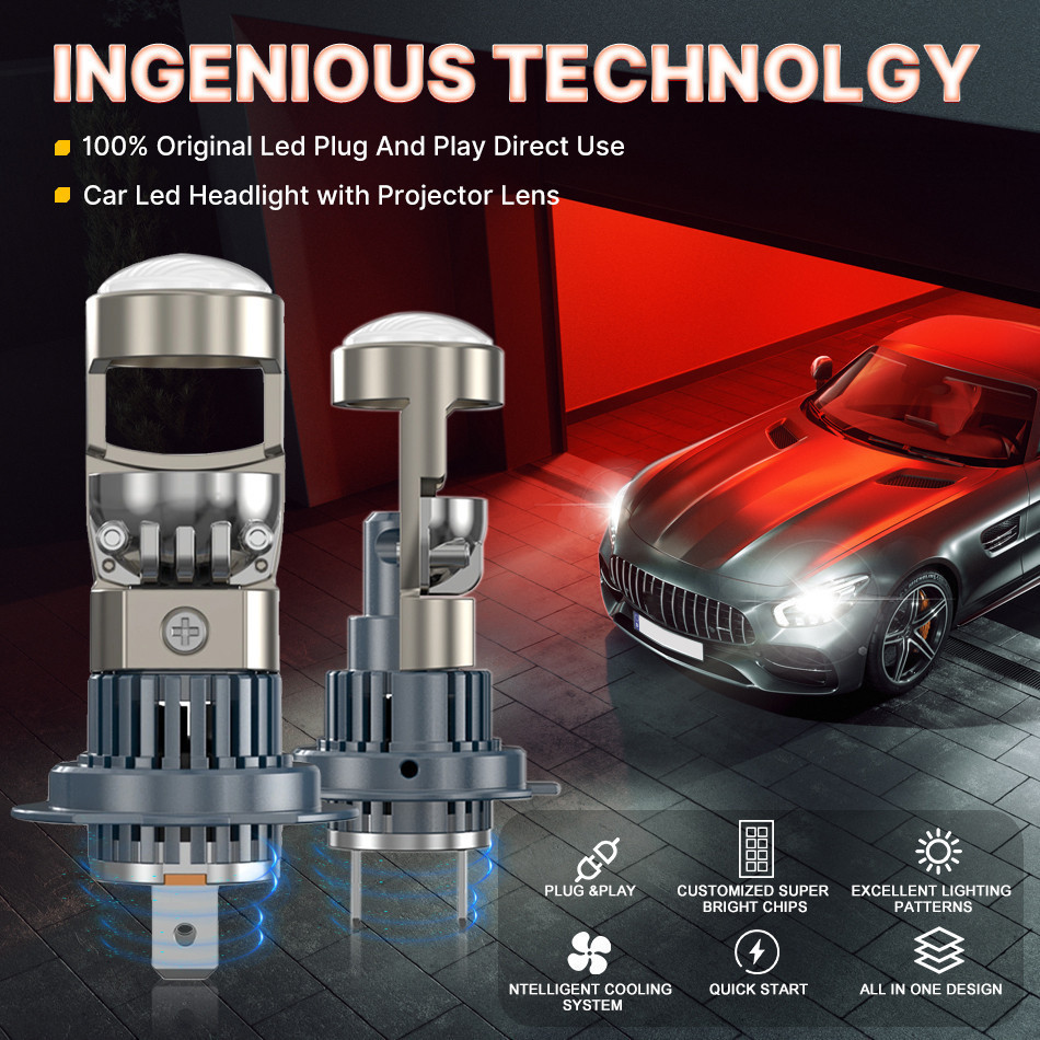 Projector H7 Lens Bi Led Headlamps 1:1 LED Canbus Plug Play Auto Headlight Turbo Automotive Fog ...