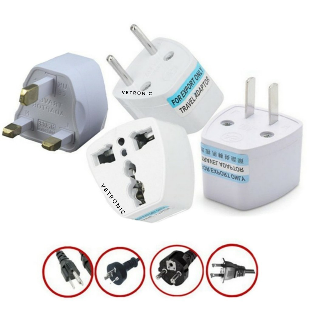 (READY STOCK) Universal 3 PIN PLUG SOCKET TRAVEL ADAPTOR EU/US/CN TO UK ...